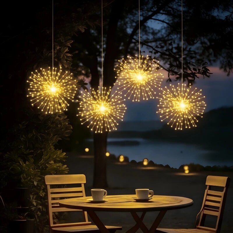 Солнечные подвесные фонарики OKAL RED EAST 240/450 светодиодов 8 режимов Warm, 5 Hanging 90-450LED
