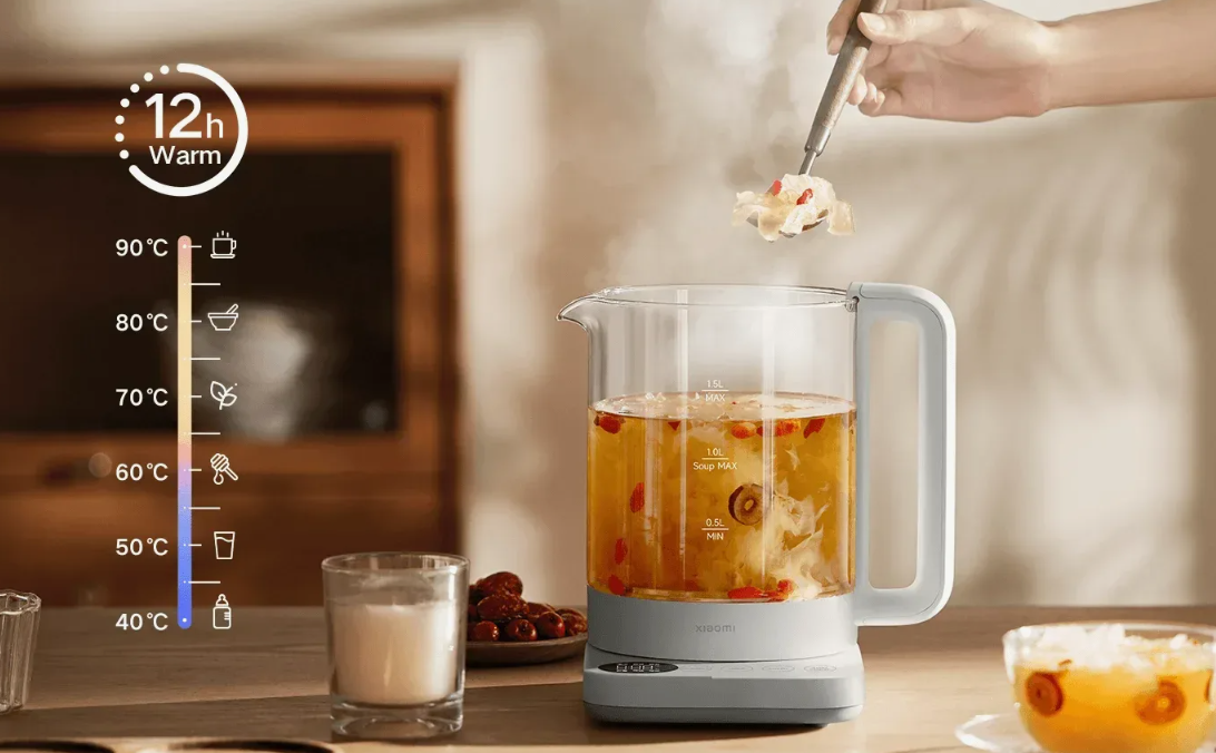Чайник электрический Xiaomi Multifunctional Kettle EU, 1.5л, стекло/пластик