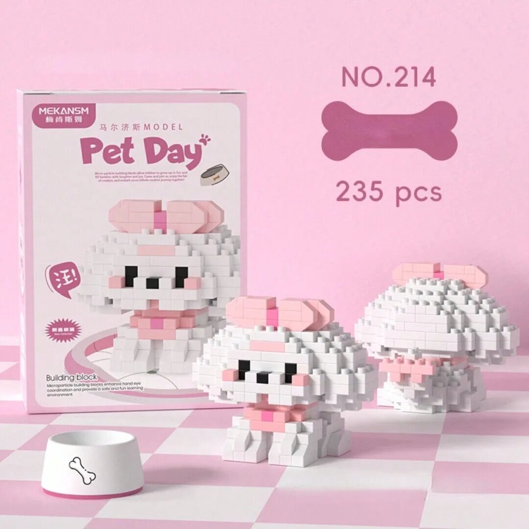 Конструктор "Pet Day" кошка, 235 деталей, K214, розовый