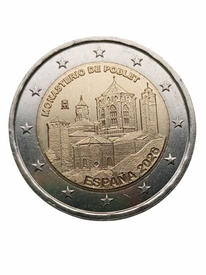 Монета Испания 2 евро 2026 "юнеско - Монастырь Поблет"