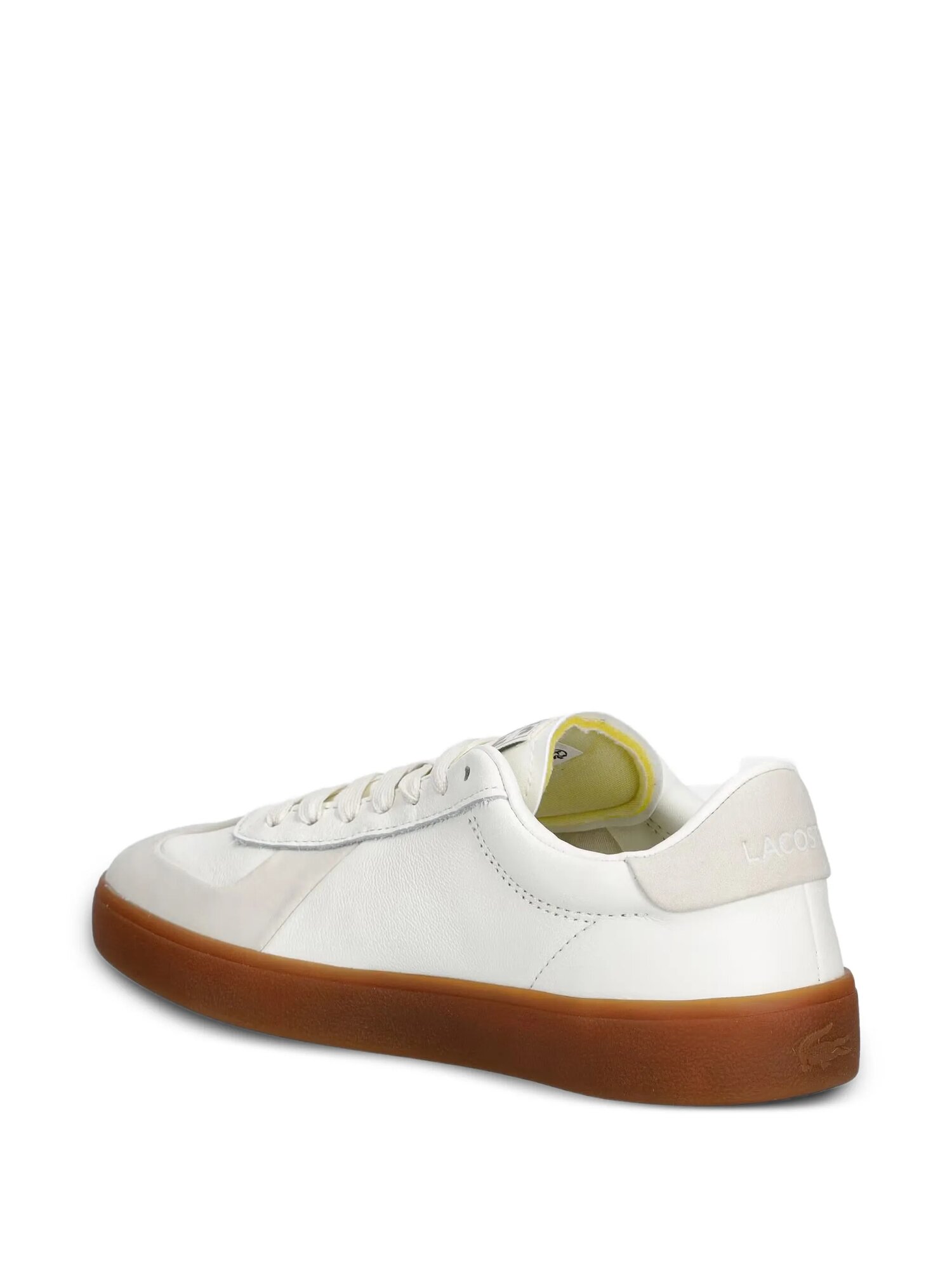 Кроссовки LACOSTE Panelled leather sneakers, размер 38 EU, бежевый/белый — фото 1