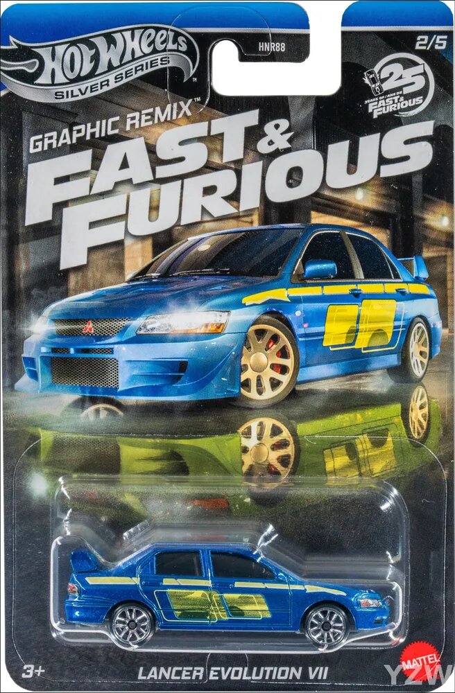 Игрушечная машинка Hot Wheels Lancer Evolution VII Fast & Furious: Graphic Remix 1/64 Металл Синий