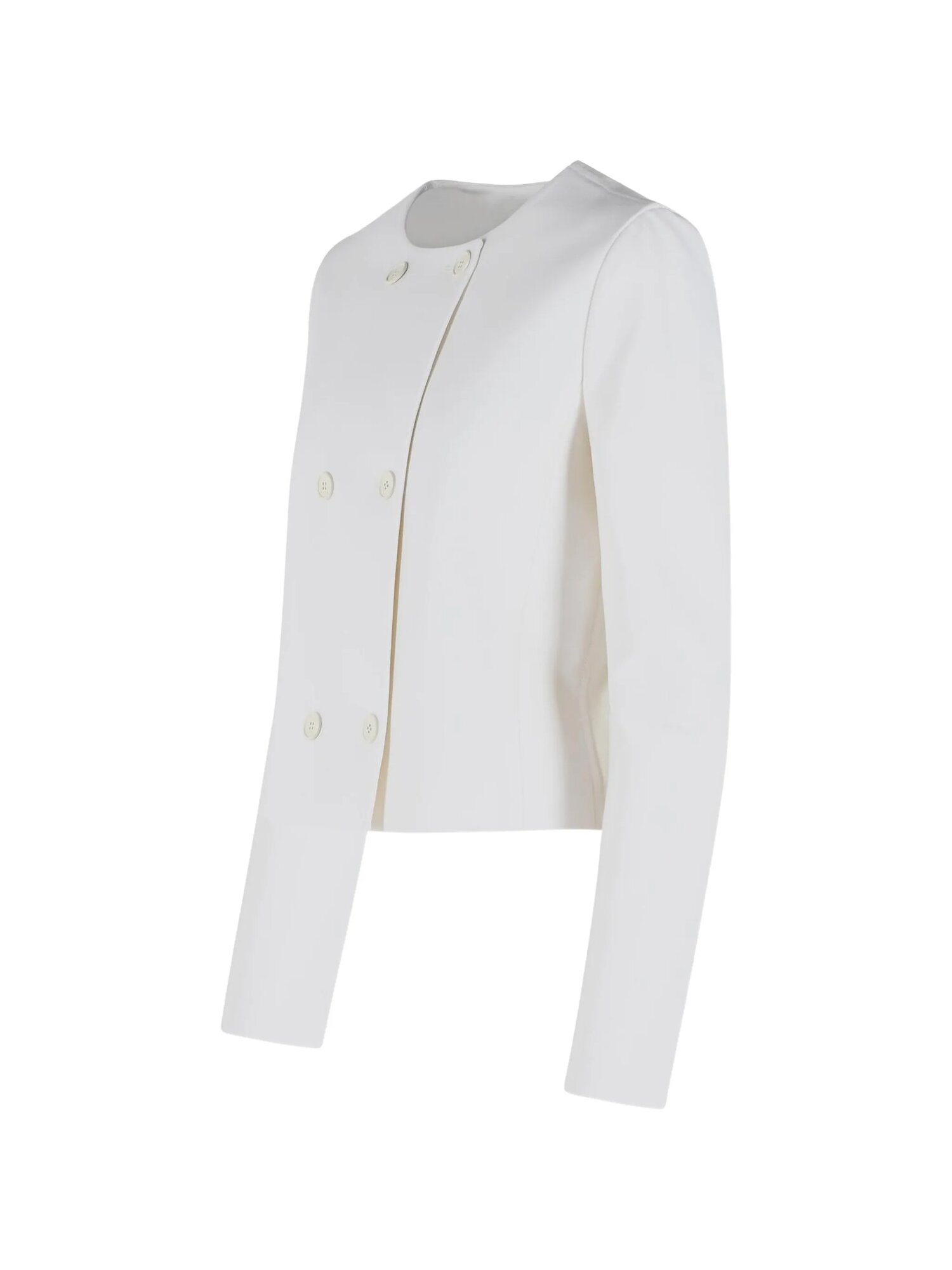 Куртка courreges Double-breasted ribbed-panel jacket, размер 38, бежевый/белый — фото 1