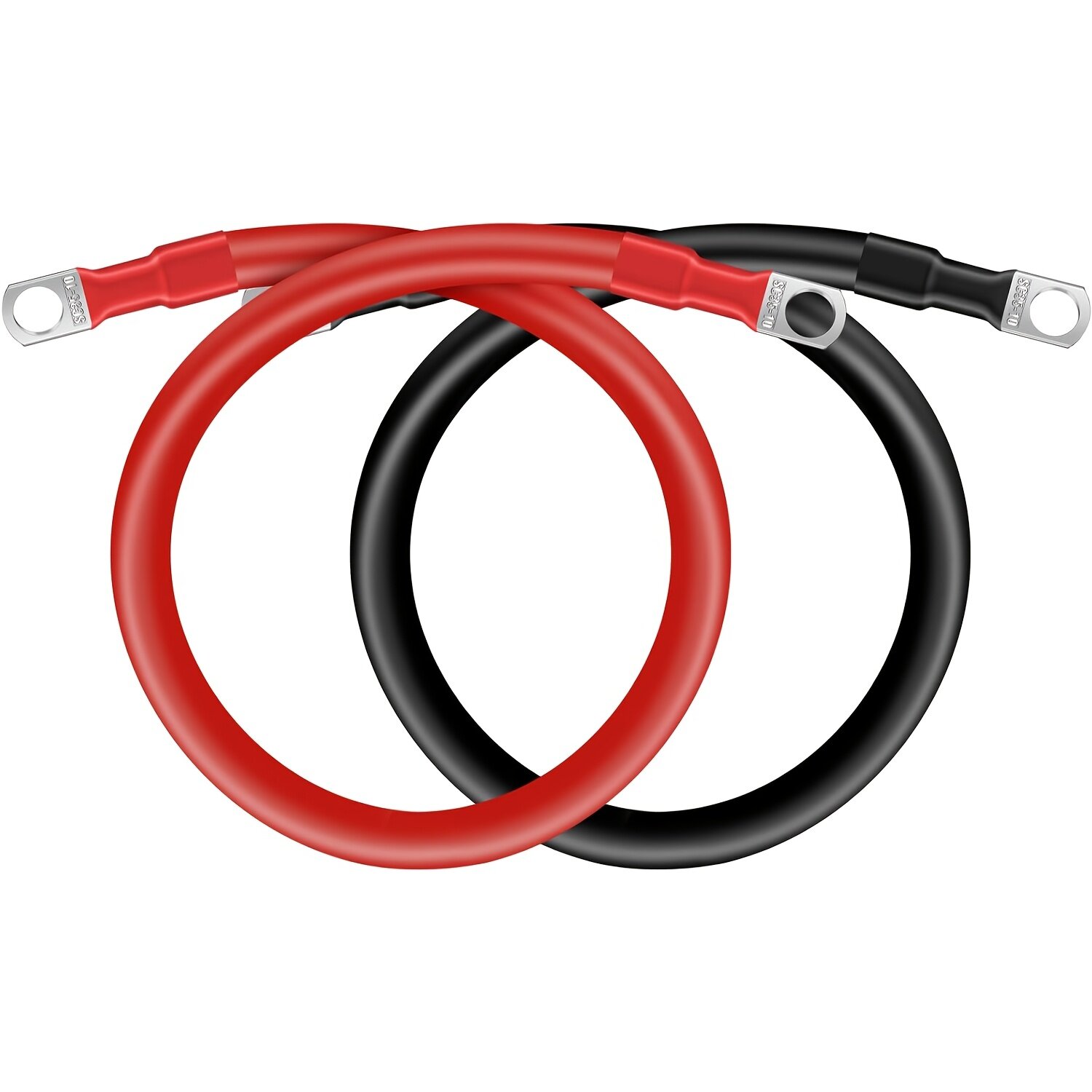 Комплект кабелей для аккумулятора 6AWG из чистой меди, 2 шт. (плюс и минус), 15 дюймов, с клеммами 3/8" M10 для авто, грузовиков, лодок, газонокосилок, солнечных батарей и автодомов