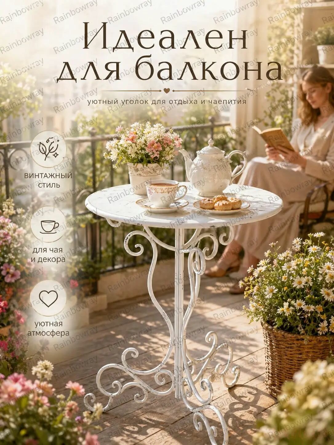 Садовый стол, Металл 40х40х53.5 см