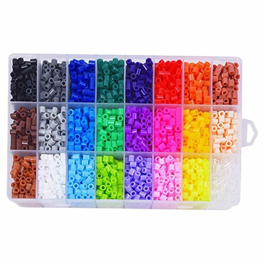 Набор разноцветных бусин Hama Perler диаметром 5 мм для детского творчества, 24 цвета, 4300 штук.