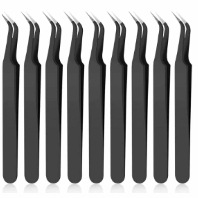 Пинцет для бровей из нержавеющей стали Black-9pcs