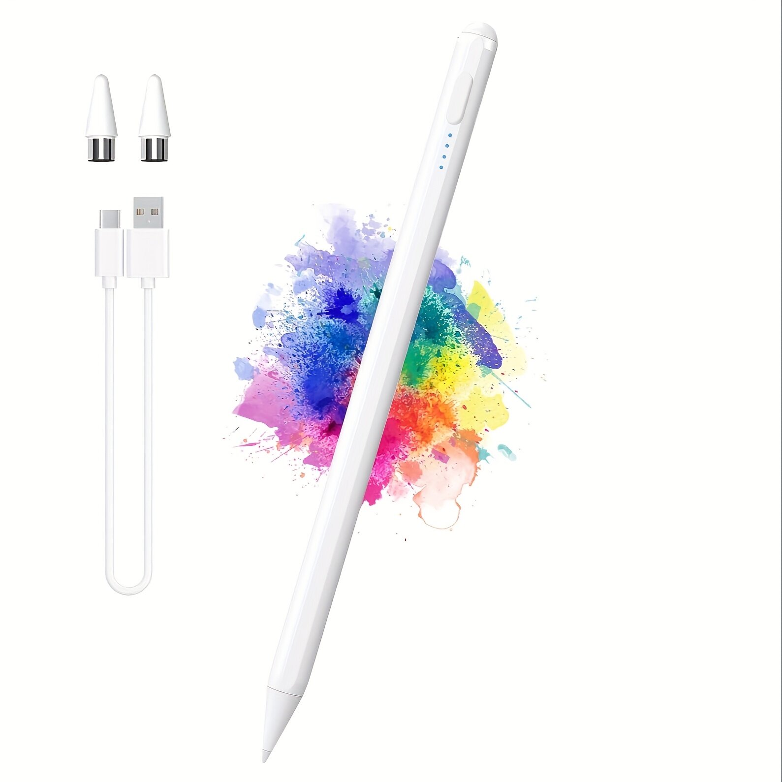 Стилус для iPhone, совместимый с сенсорными экранами 2018+ и iPad Pro 12.9" 3/4/5, iPad Mini, Air, 10/9/8/7/6. Чувствительность к наклону, высокая точность, магнитное крепление. Работает с Android, Samsung и iPhone. Белый цвет, в комплекте