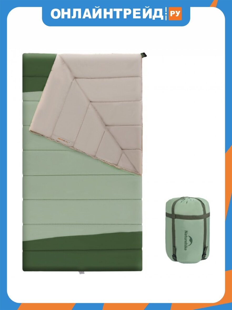 Спальный мешок Naturehike YC Extra wide, 115х200см, зеленый