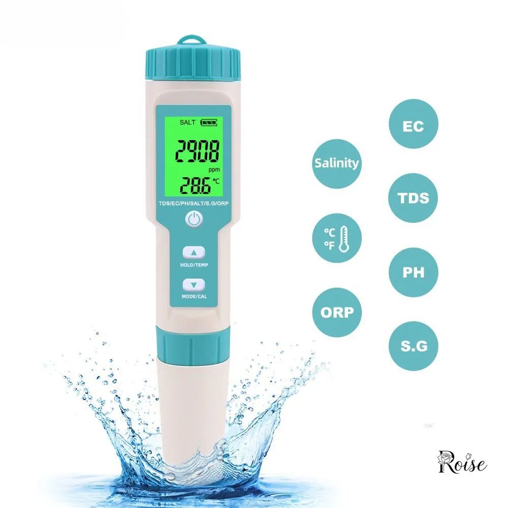 Многофункциональный тестер воды 7 в 1 pH TDS EC