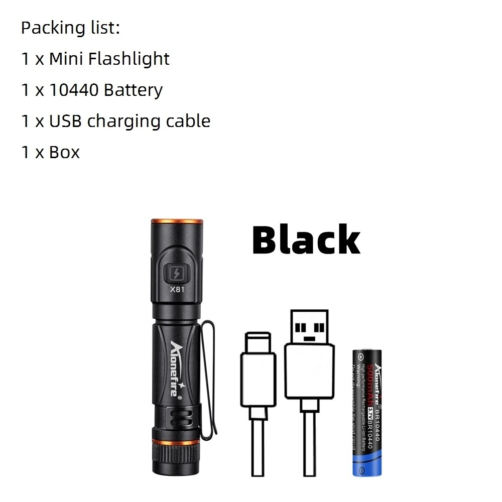 AloneFire X81 Mini фонарик, черный