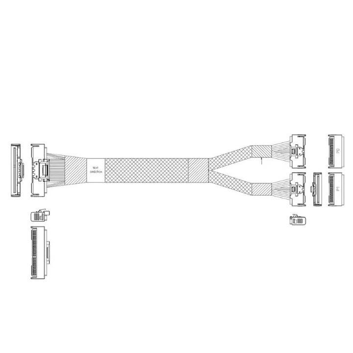 Кабель Luxshare L285MM007-SD-R, MCIO x16, MCIO x8, черный, 0.8 м — фото 1
