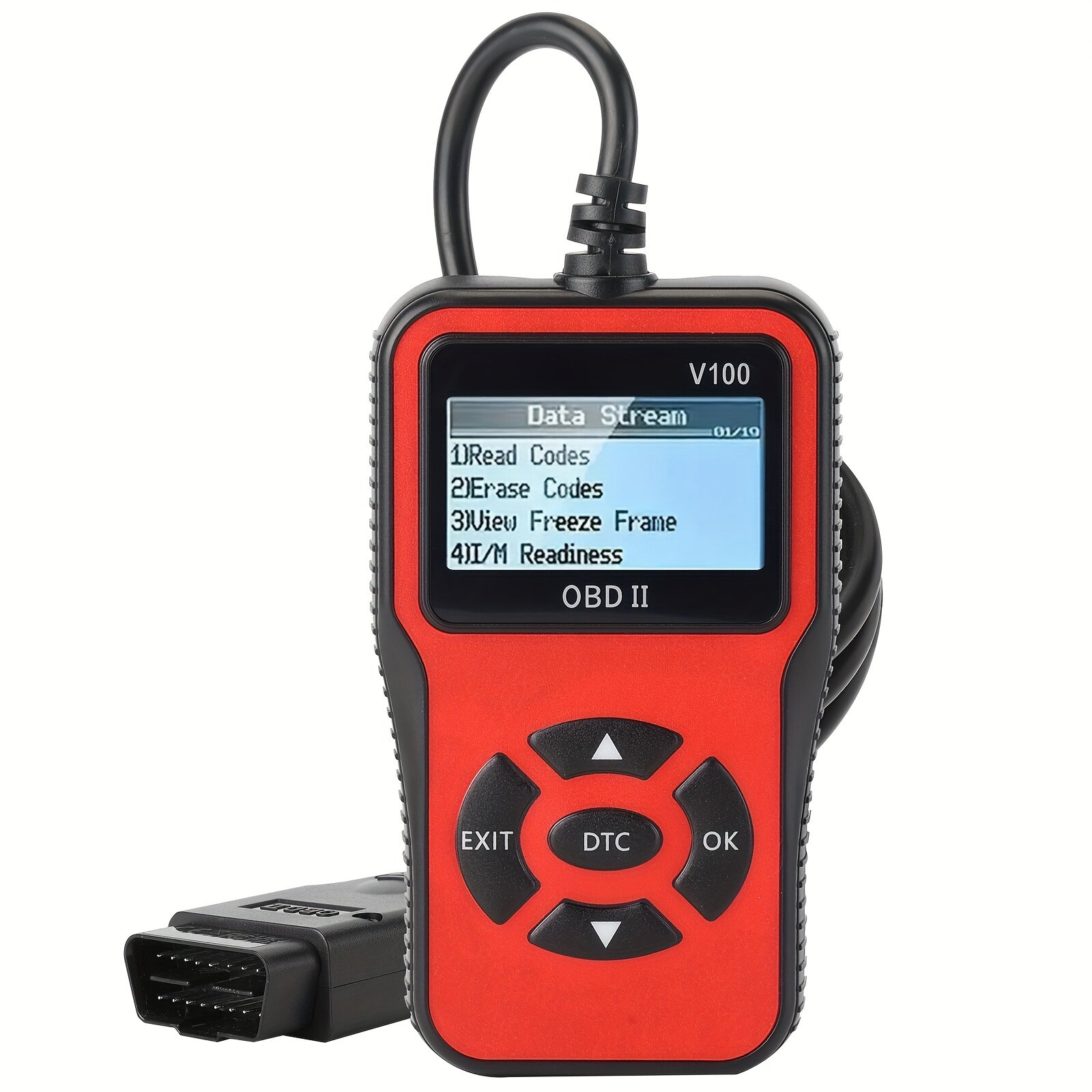 USB OBD2 сканер V100 - считыватель кодов неисправностей двигателя, диагностический инструмент, совместим с автомобилями с 1996 года, до 36В, без батареи, красный