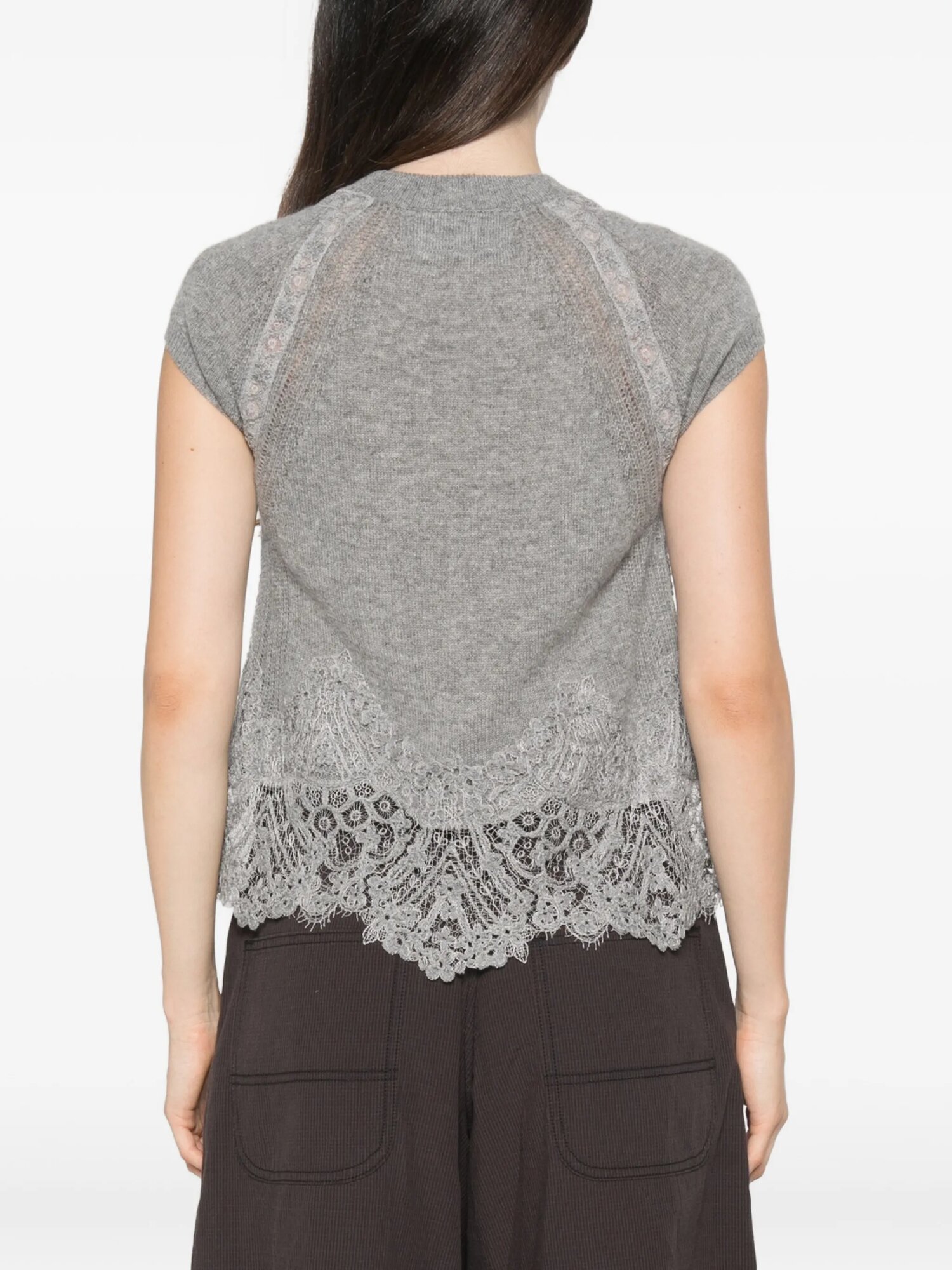 Топ Ermanno Scervino Lace-trim knitted top, размер 38 — фото 1