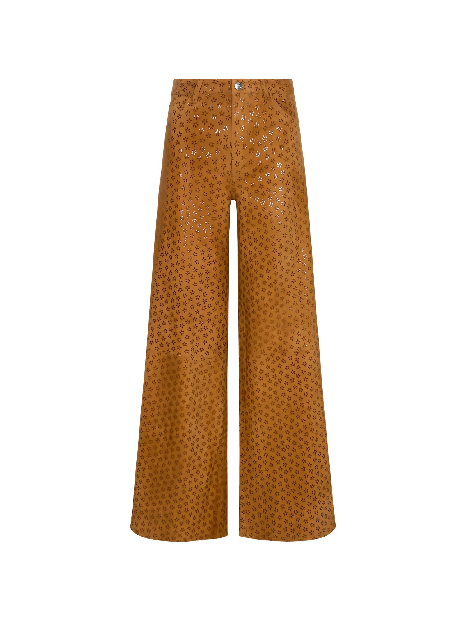 Брюки Floral-print suede trousers