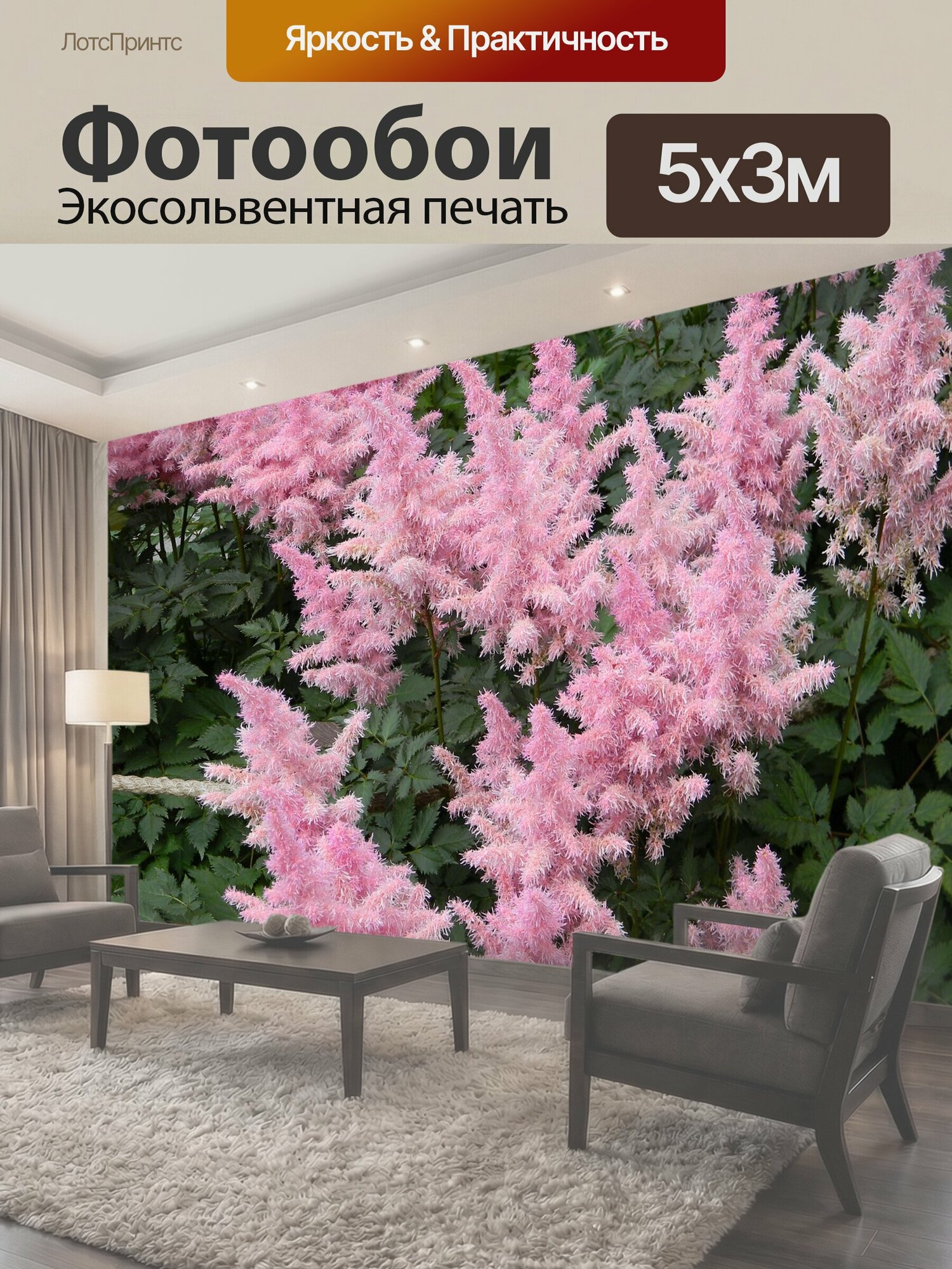 Фотообои "Астильба, астильбе, цветок" 500x300 см. экосольвентная печать