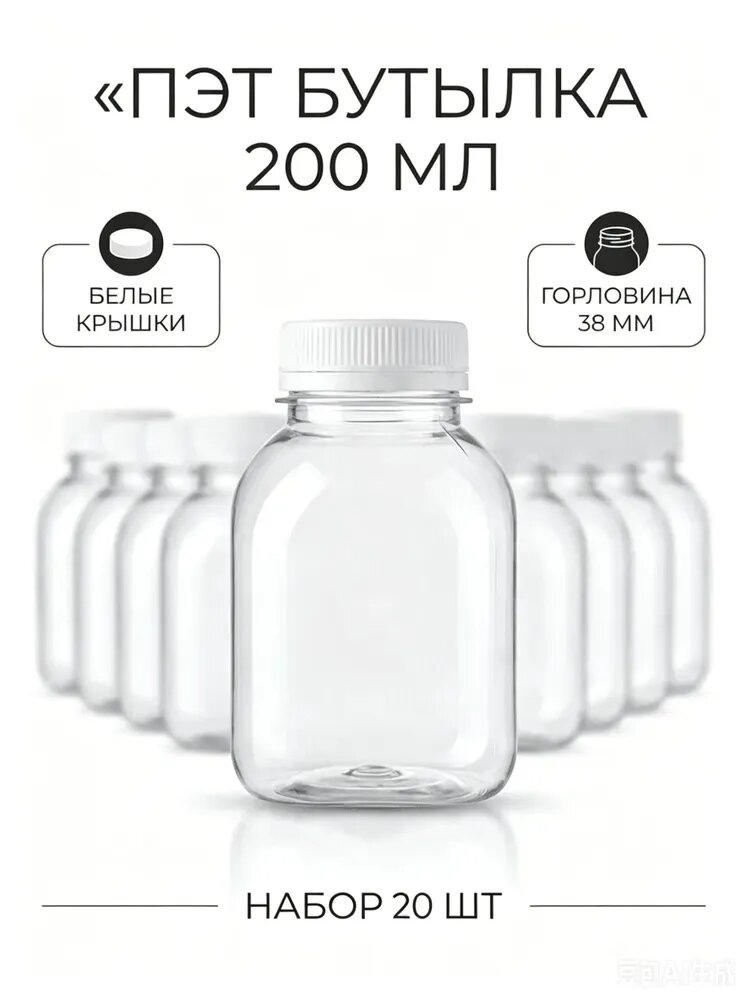 Бутылка бутылка 200 мл, 0.2 л, 20 шт