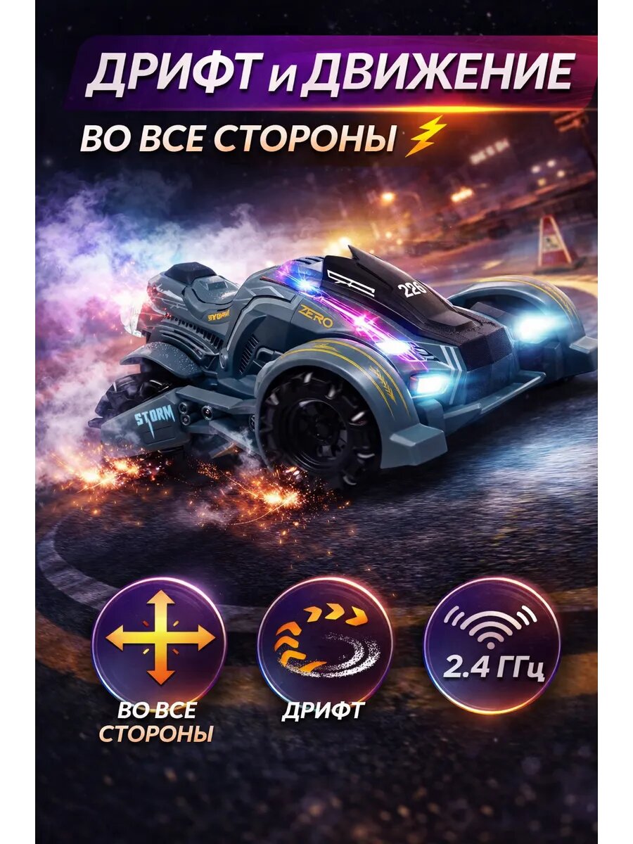 Радиоуправляемая машинка MotoPRO с дымом и светом