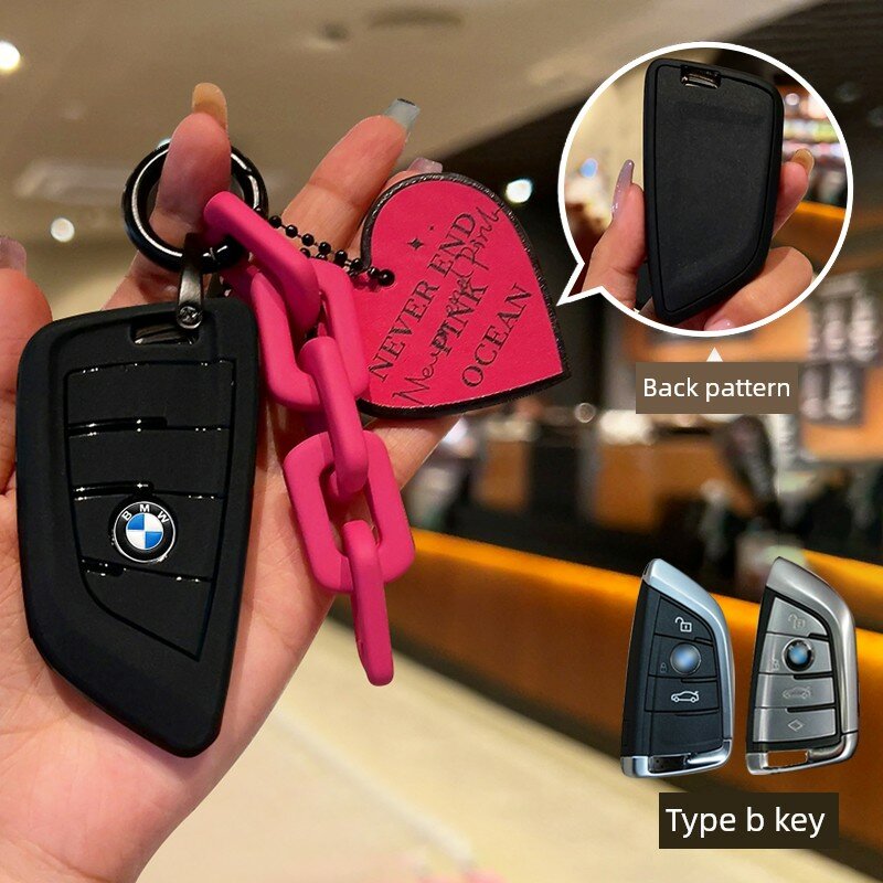 Ключен в форме брелока для BMW 3 серии с матовым черным и розовым сердцем, качественный чехол для 320li 5-й серии 530,