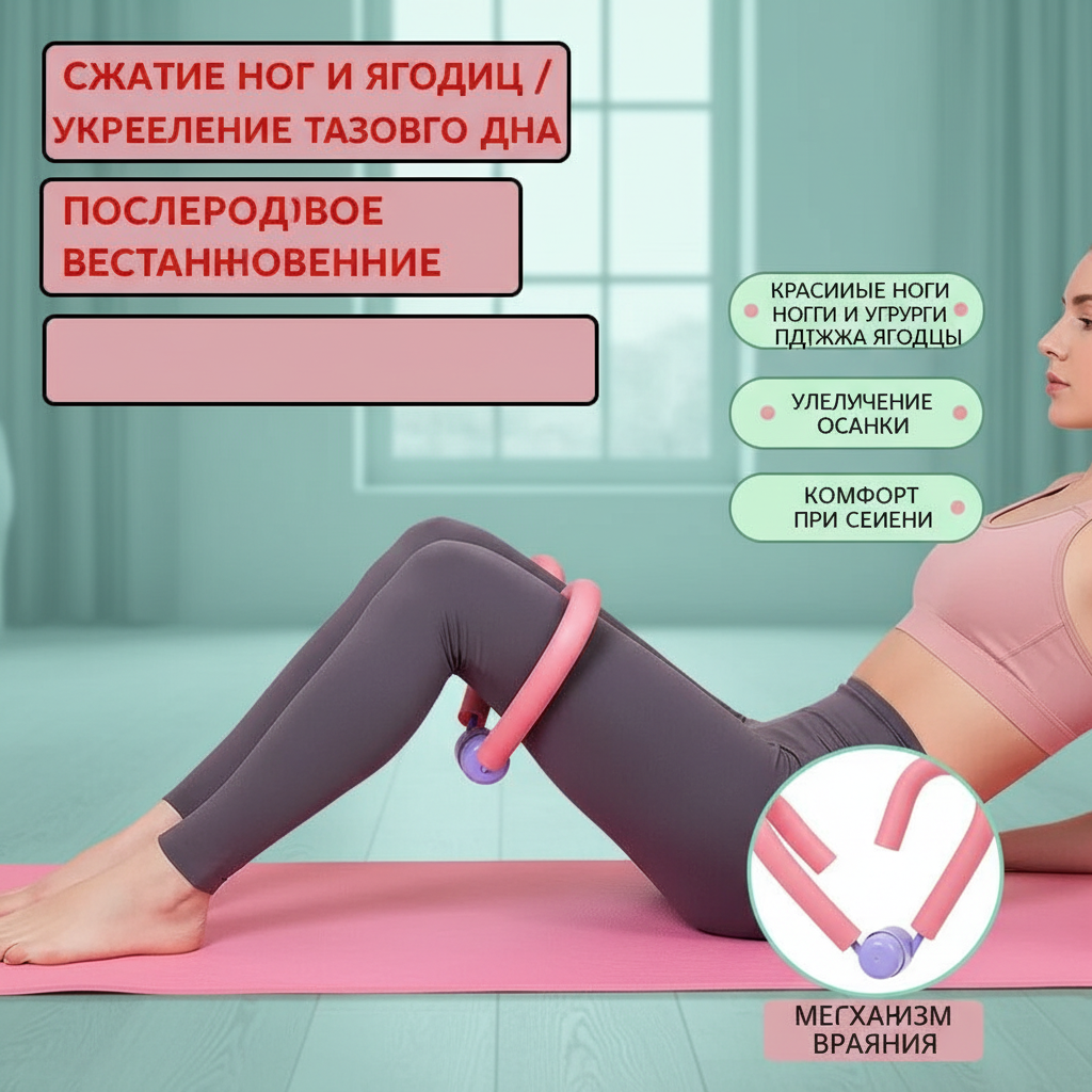 Мини-тренажёр, для ног, бедер и ягодиц, розовый, пружинная сталь