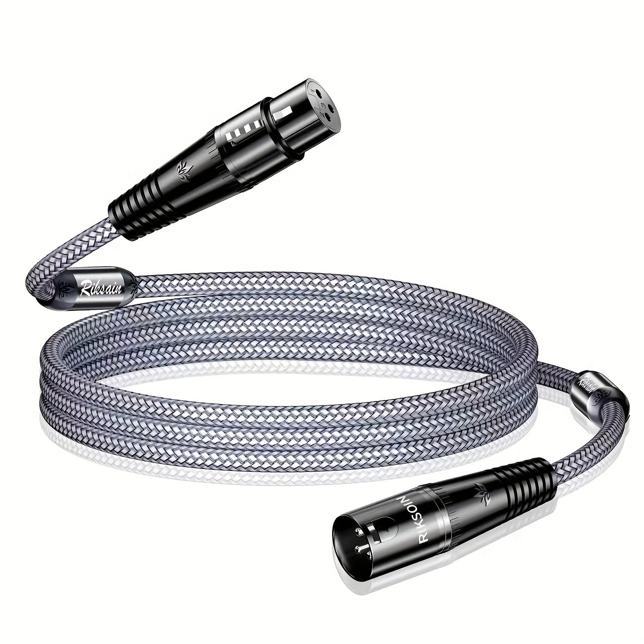 Кабель микрофонный XLR (папа-мама) с магнитным кольцом, 3-контактный, OFC, нейлоновая оплетка, 2 метра для акустики или PA системы