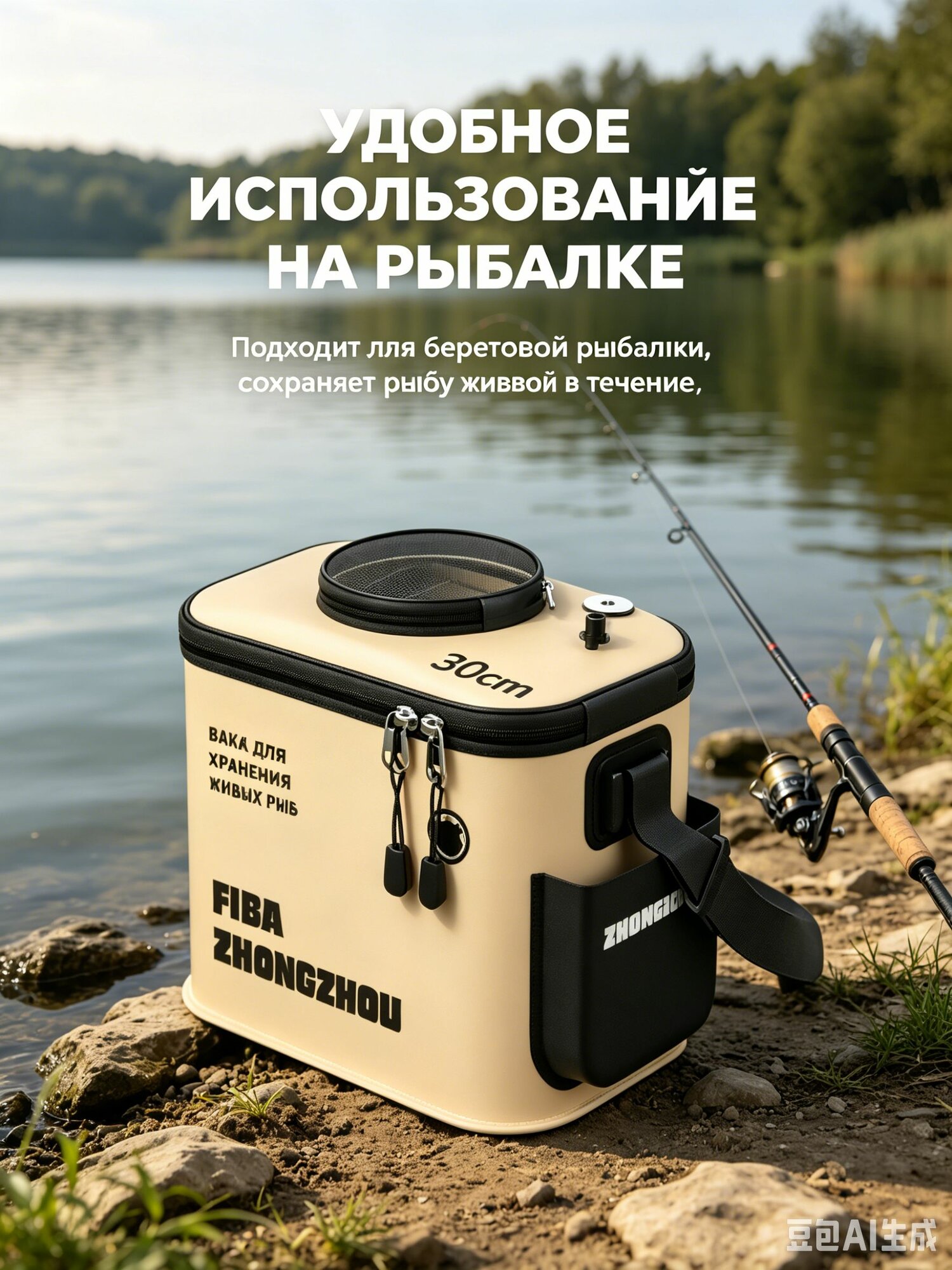 Складной садок для живой рыбы, ведро-контейнер