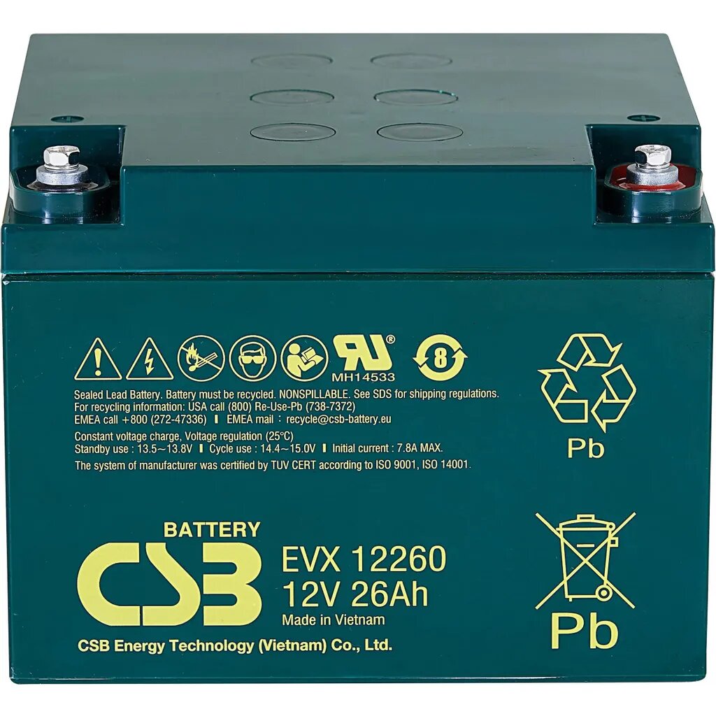 Аккумуляторная батарея CSB EVX12260 I для ИБП, 12В, 26Ач
