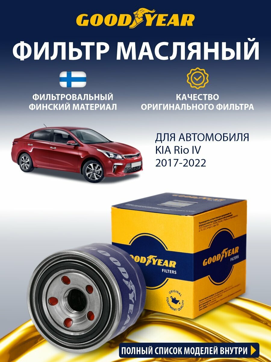 Фильтр масляный автомобильный KIA Rio 4 покол. 1.6 (G4FC) 1.4 (G4FA) бензин 2011 2012 2013 2014 2015 2016 2017
