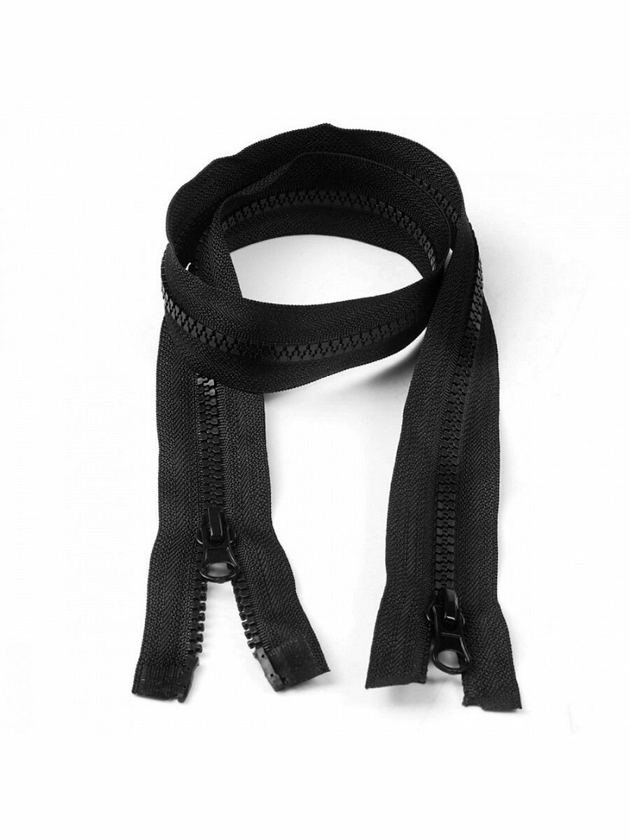 Молния Mzip трактор N5 2 замка, с усиленными звеньями, 80 см, цвет F322 черный 10 шт