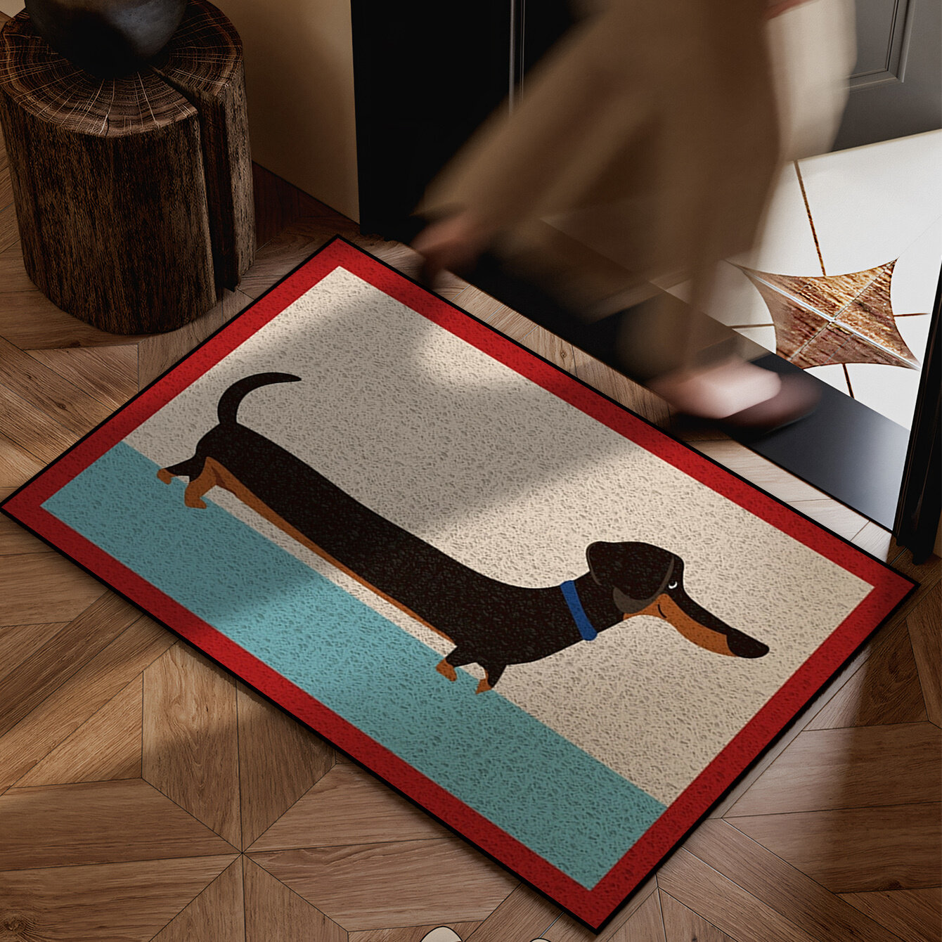Коврик напольный из диатомита с рисунком таксы, простой стиль, 50x80 см