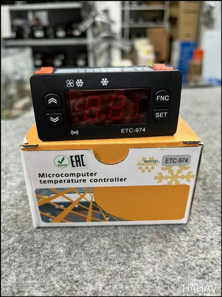 Контроллер Elitech ETC-974, 2 пласт. датчика, термостат с red LED дисплеем, 6 функций, для охлаждения, термостат — фото 1