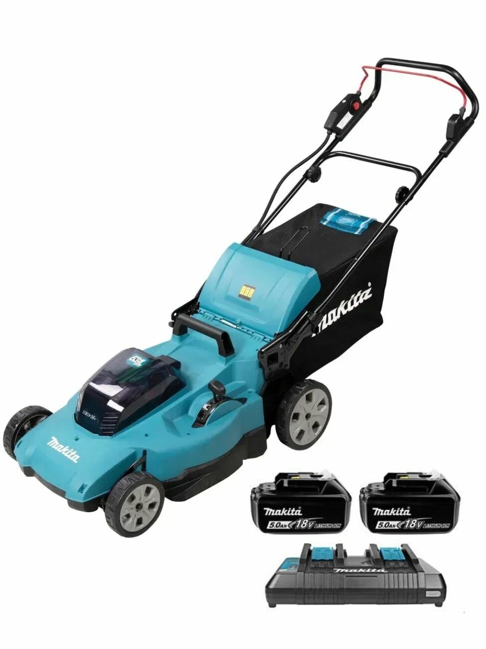 Аккумуляторная газонокосилка 860Вт - 53см, LXT 36В, акк 2х5Ач и з/у, Makita DLM538CT2