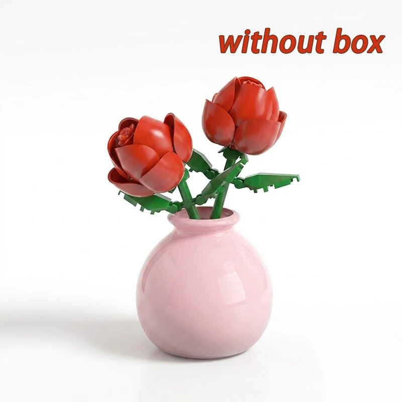 Конструктор Wishiot Цветы в вазе 60 шт. Розовый, 3180 (without box)
