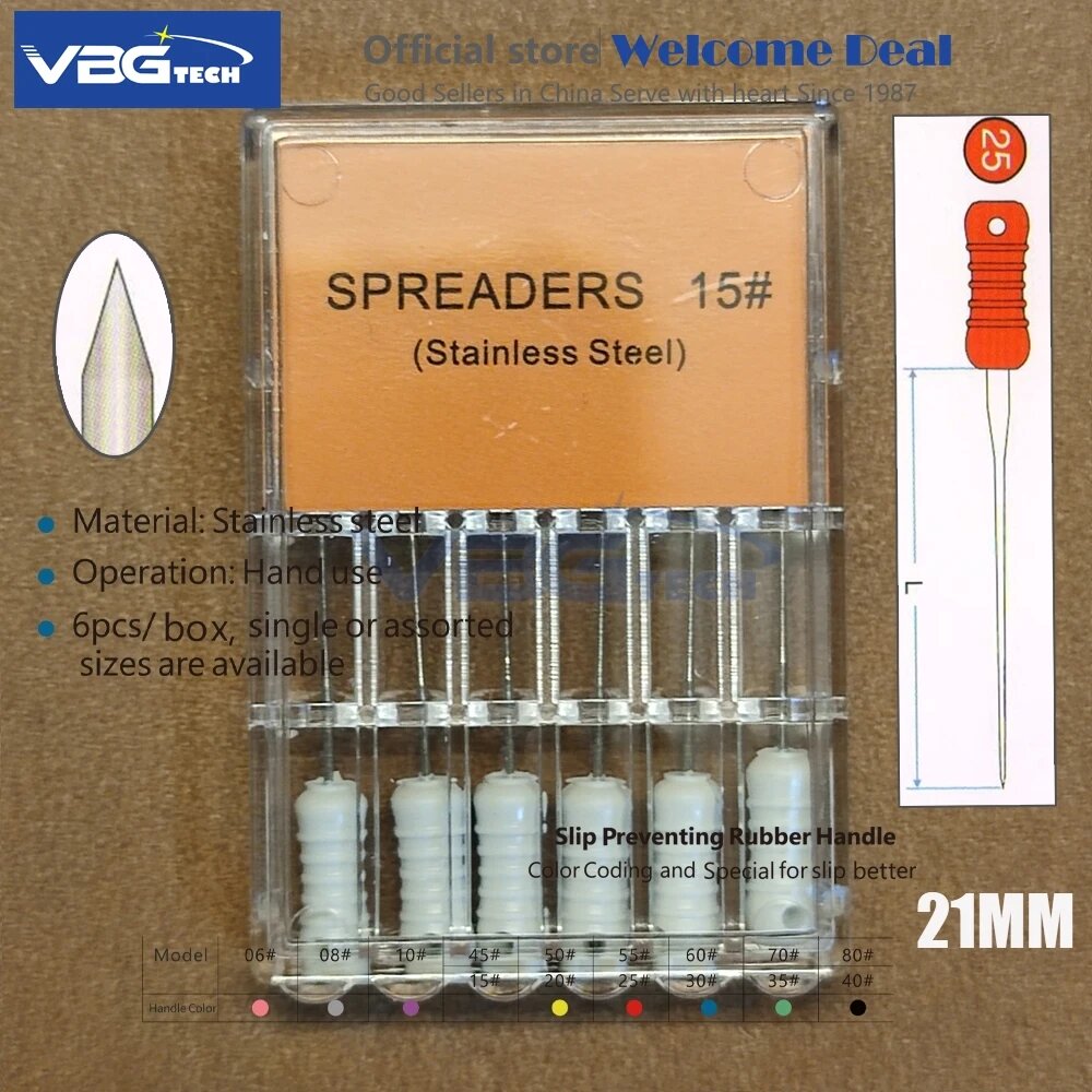 Расширители корневых каналов VBG 6 шт. Spreaders-21MM-15