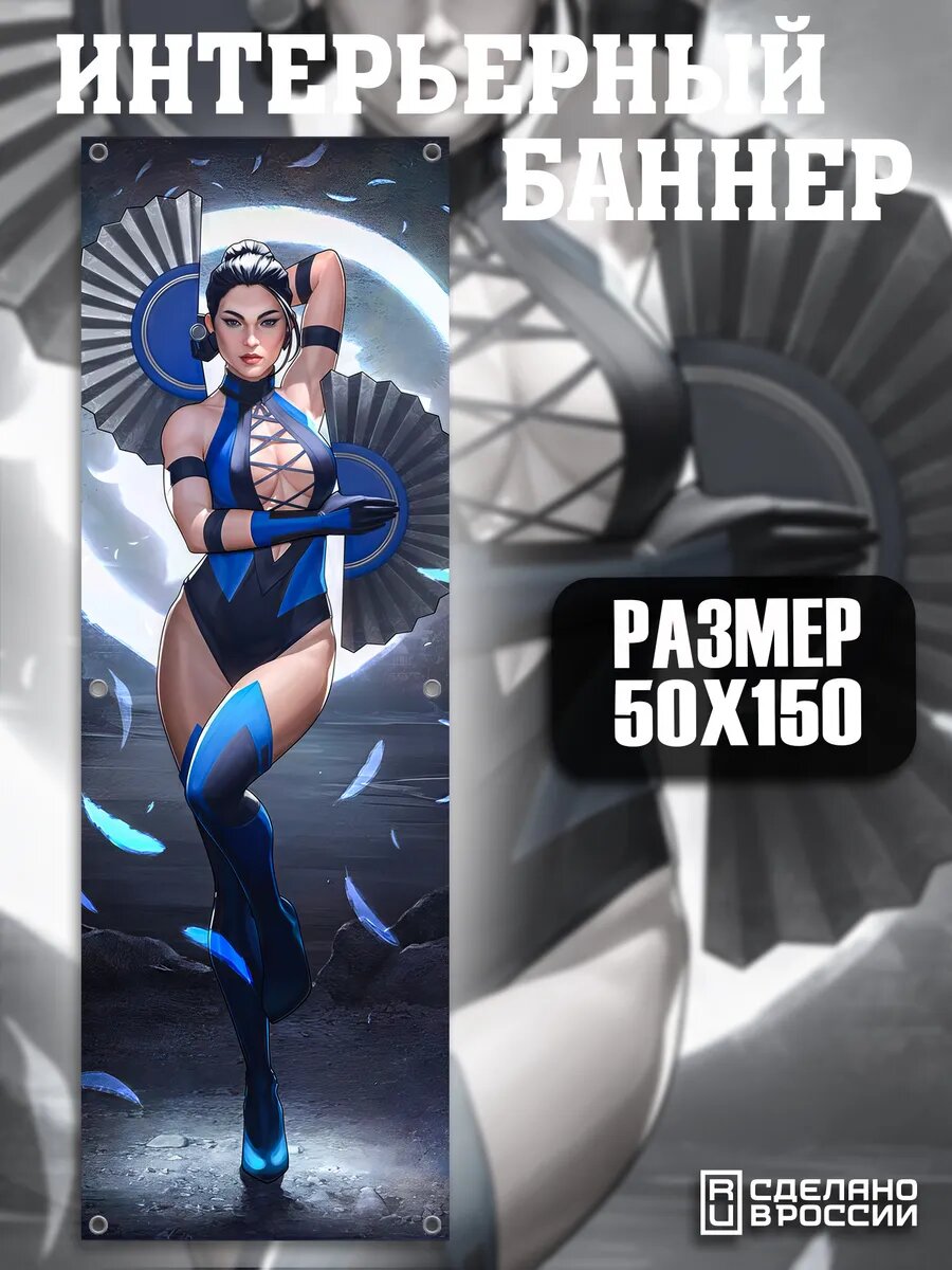 Постер на стену баннер 50*150 Мортал Комбат, Китана