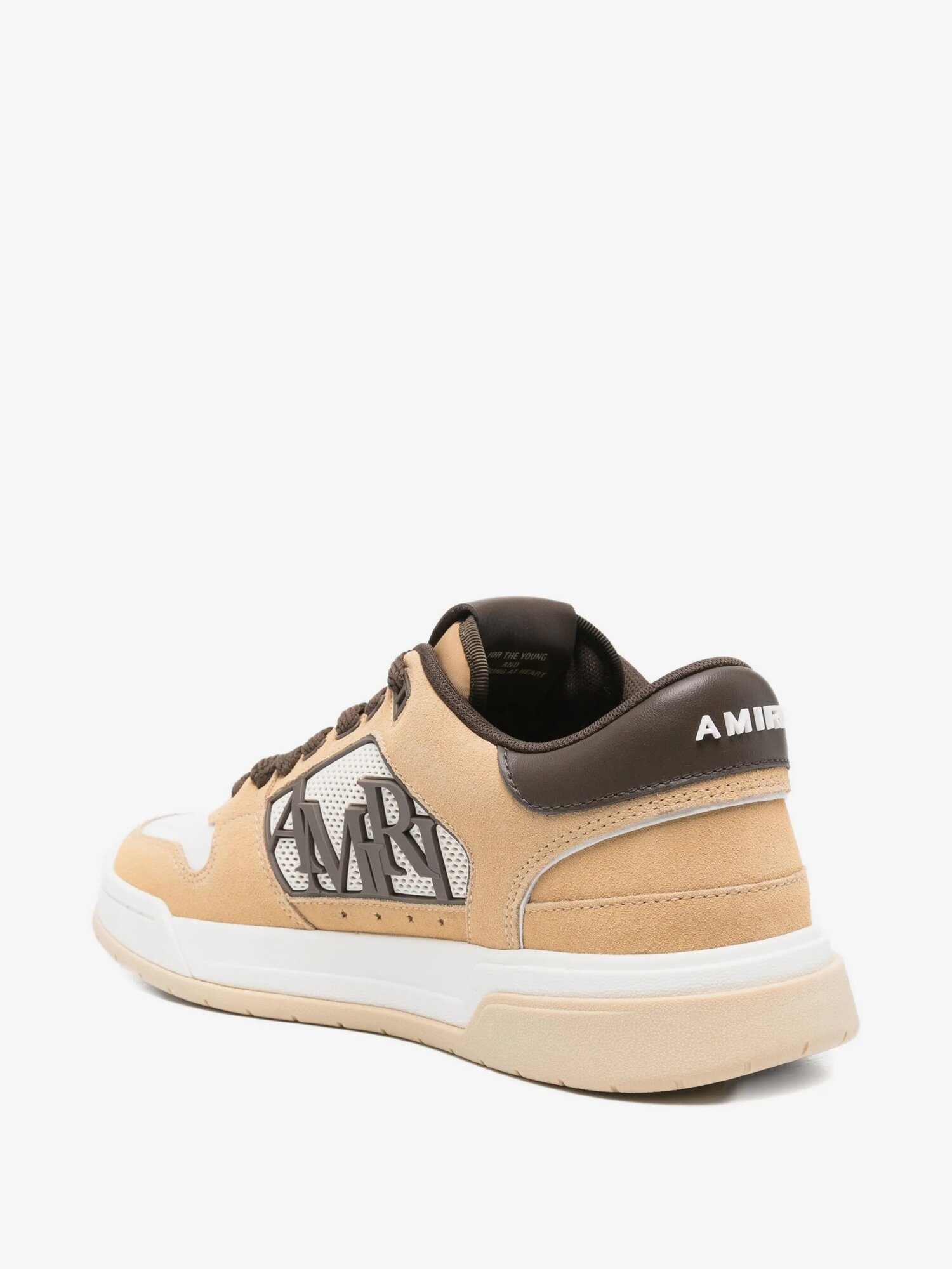 Кроссовки AMIRI Logo-patch leather sneakers, размер 40, коричневый/серый/оранжевый — фото 1