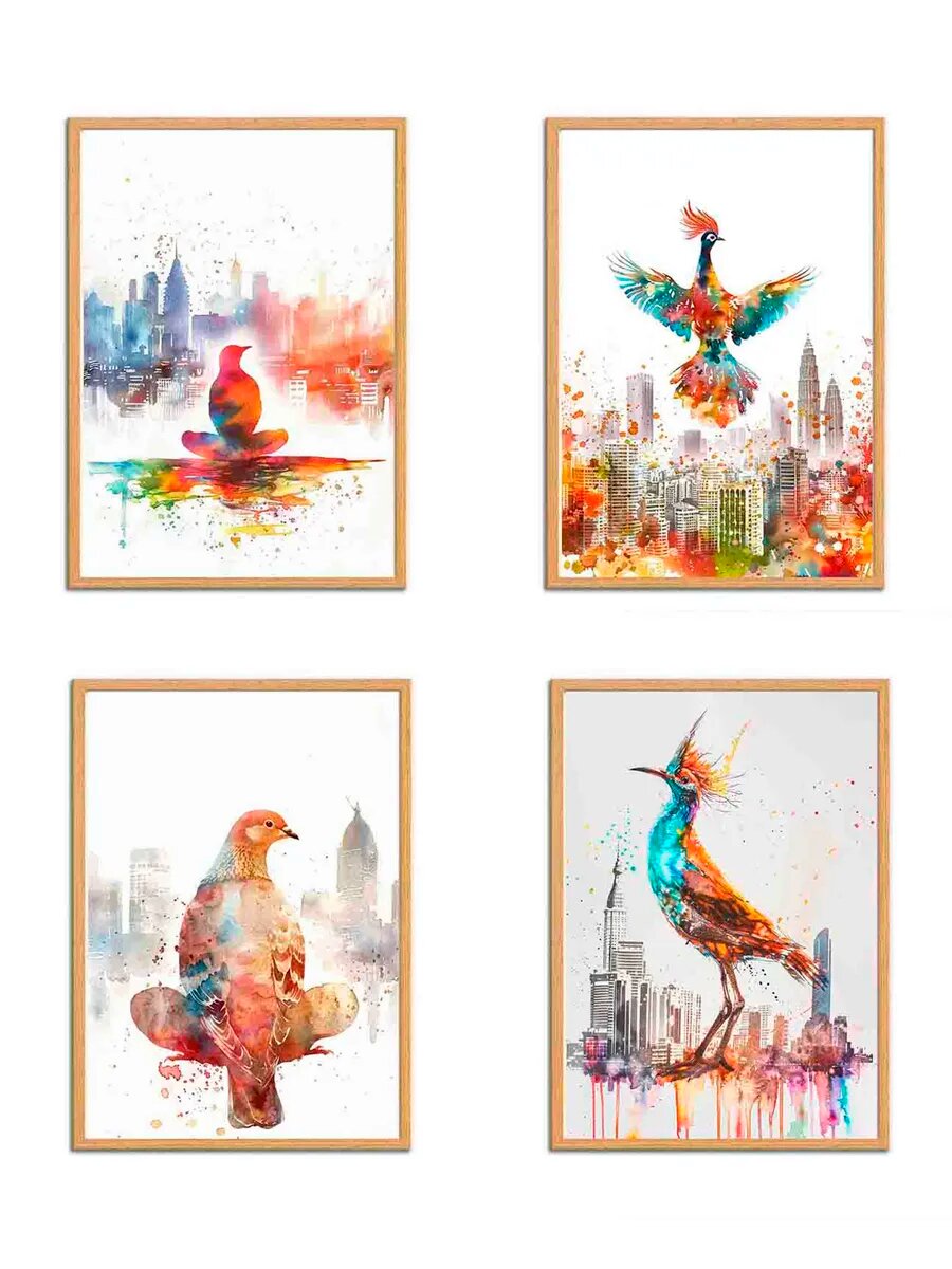 Птица куропатка Йога, 4 Плаката, 30x21см