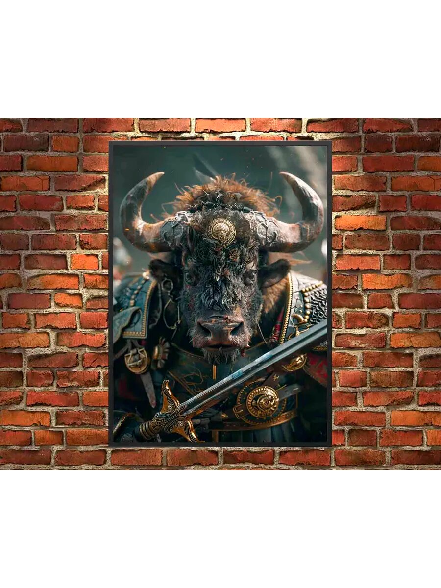 Бизон-животное-гладиатор 4, Плакат 30x42см