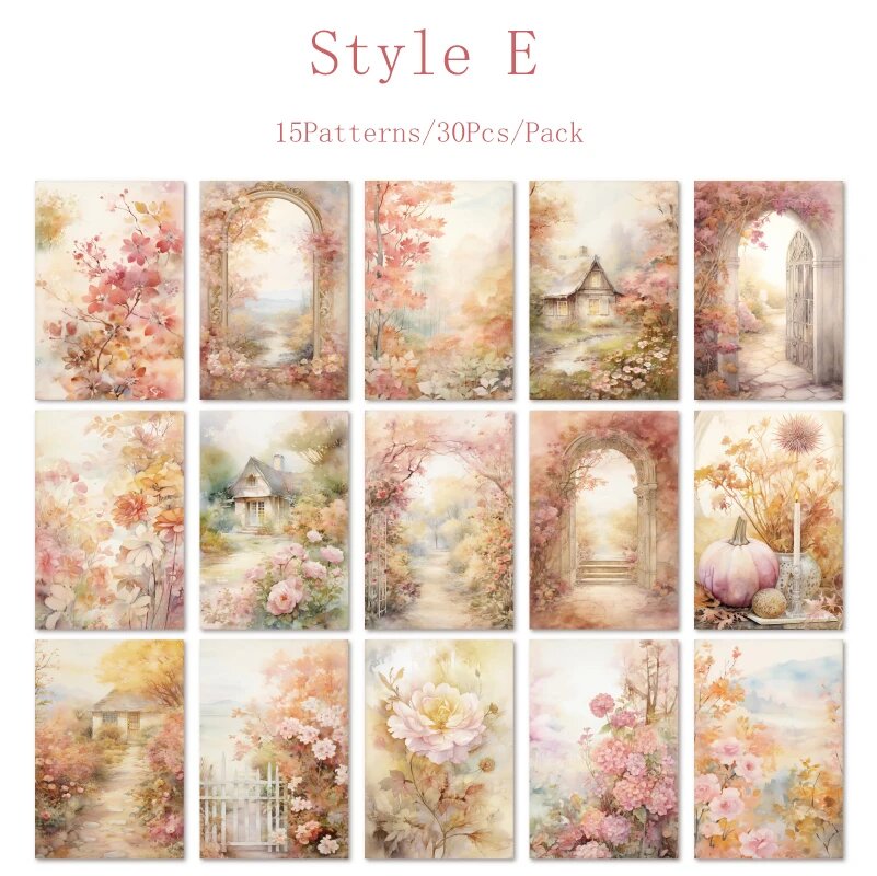 Крафтовая бумага для скрапбукинга, 30 шт, Розовый, Style E