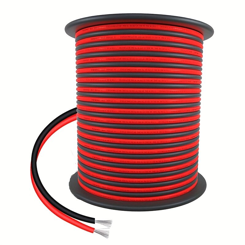 Провод электрический 22 AWG, многожильный медный луженый, 20 м (66 футов), сечение 0,30 мм², для подключения одноцветных светодиодных лент, трубок, ламп и освещения.