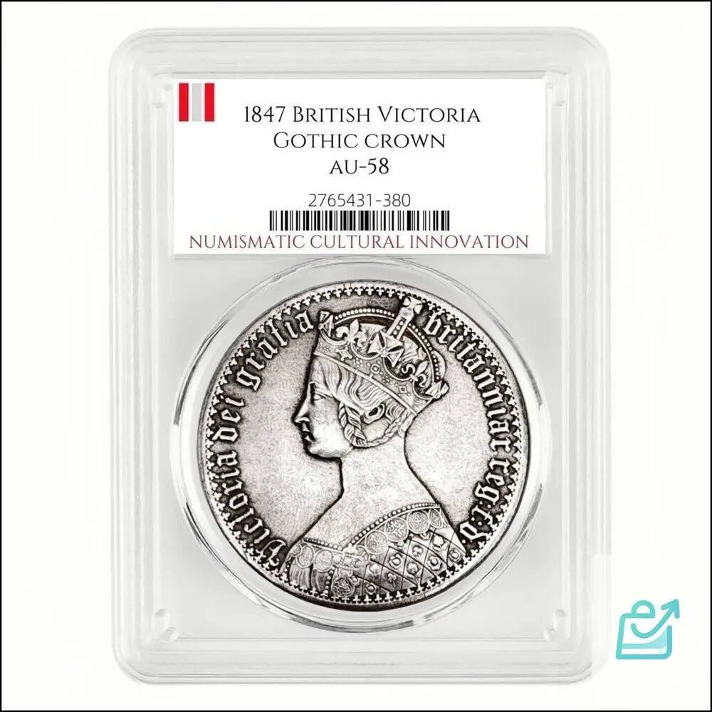 Копия монеты Готический Кроун 1847, 5 шиллингов Виктория, коллекционная реплика