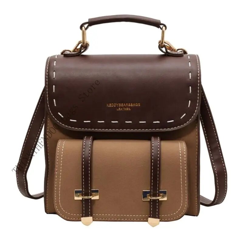 D0LF Модные женщины Rucksacks Vintage Design Регулируемая ремня ПУ на плечо для Бежевый, Khaki
