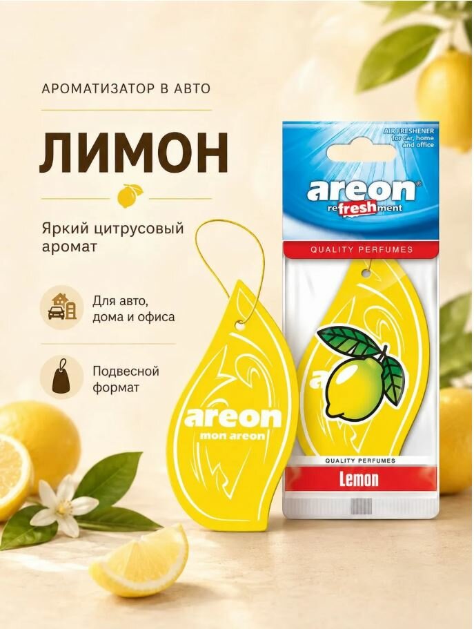 Ароматизатор автомобильный AREON REFRESHMENT (Lemon/Лимон)