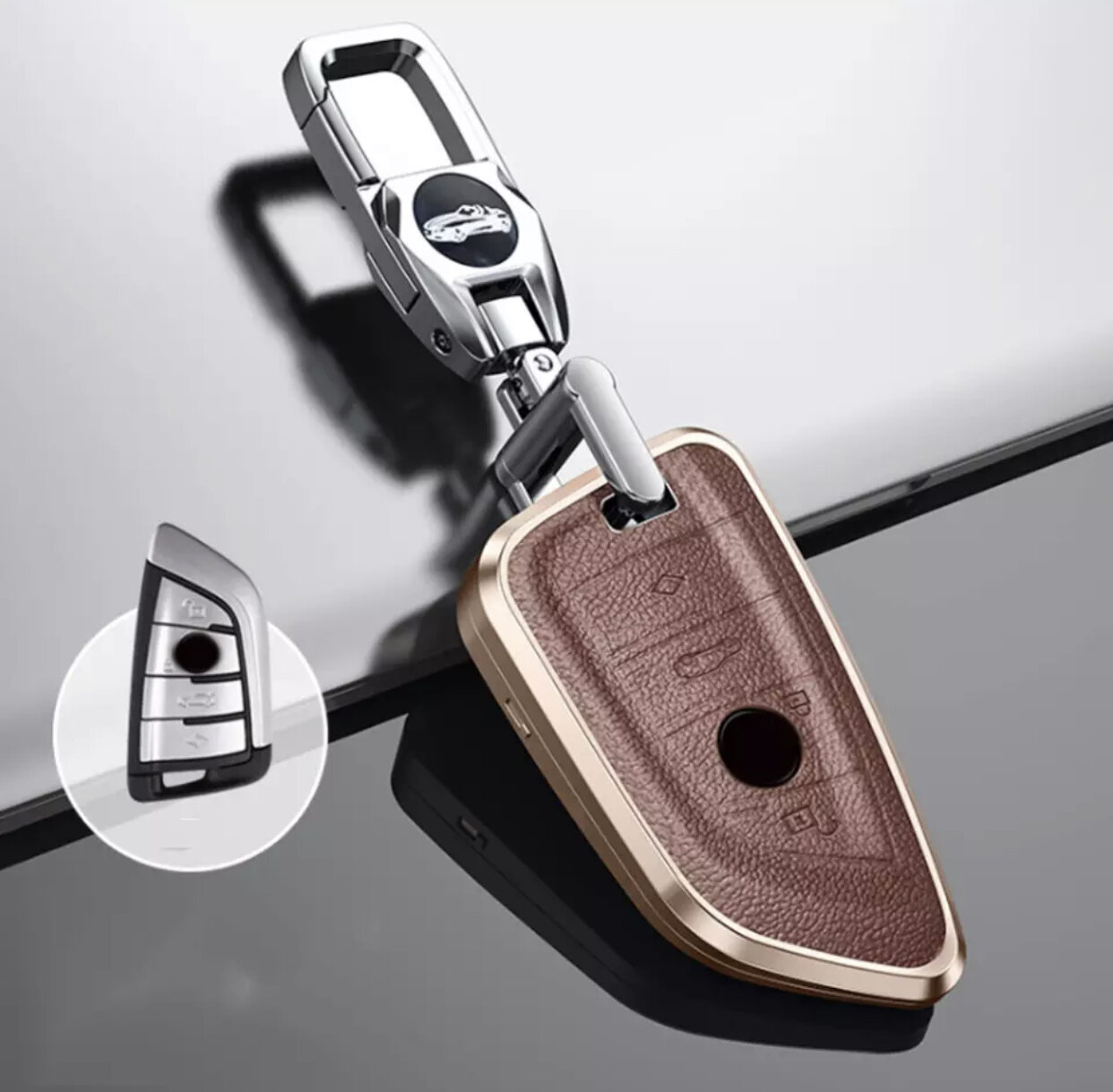 Чехол для ключа автомобиля BMW / БМВ G серии металл braun
