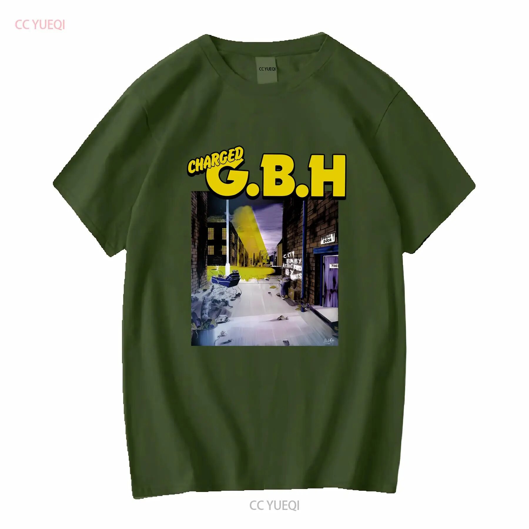 Футболка CC YUEQI Charged GBH 80s из хлопка M, Зеленый, ArmyGreen