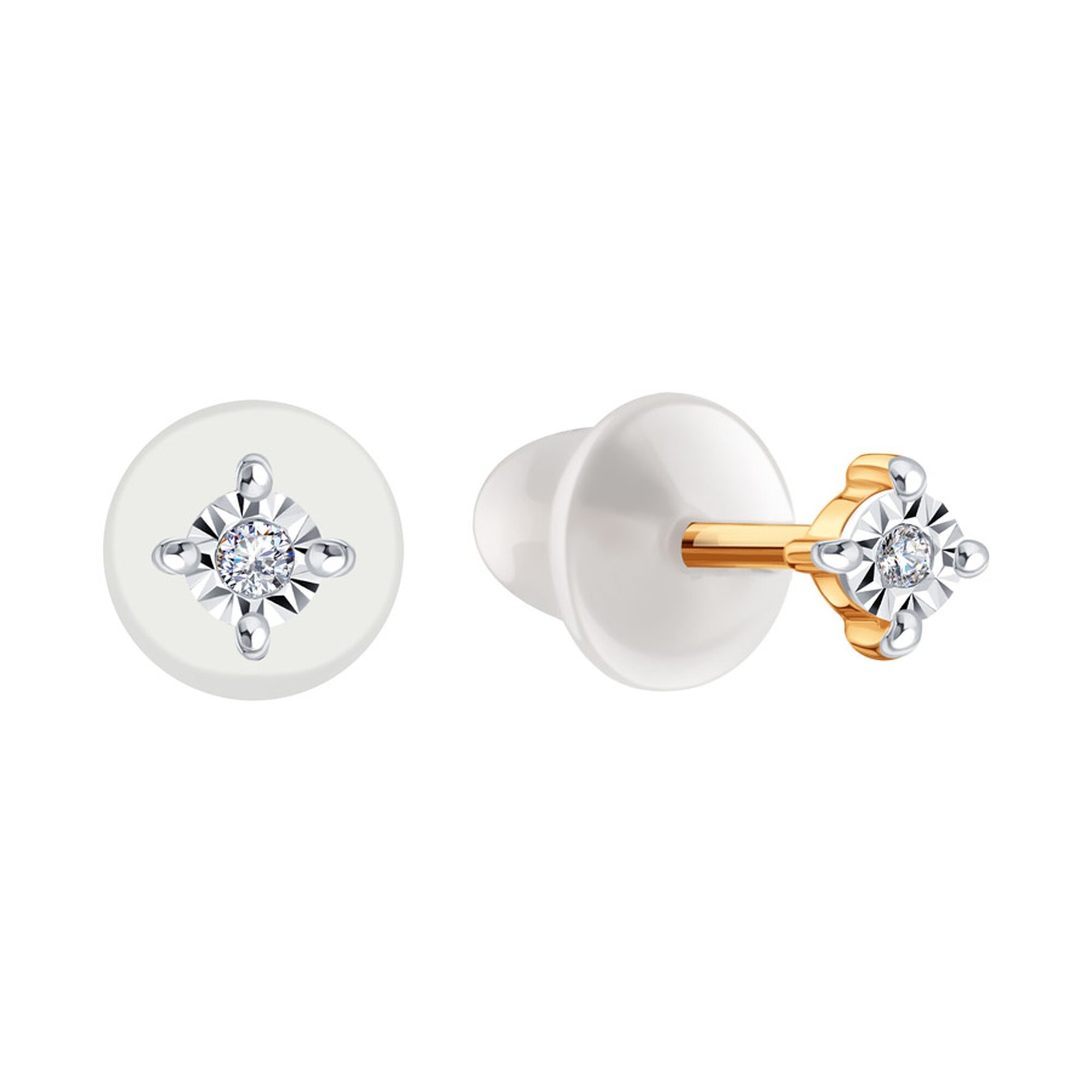 Серьги Diamant online, красное золото, 585 проба, бриллиант