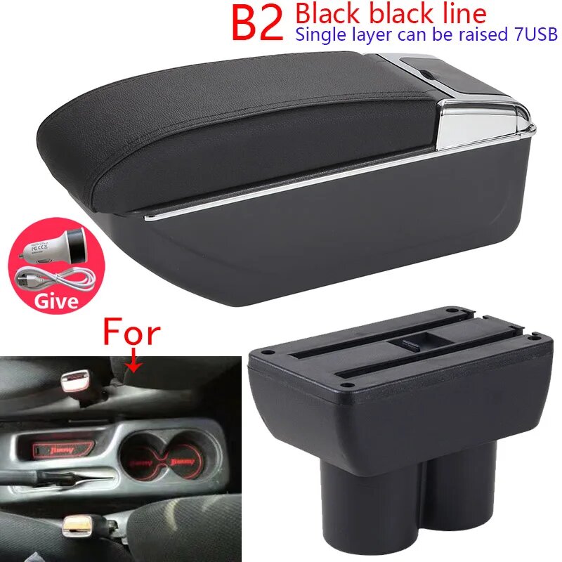 Подлокотник для Suzuki Jimny, подлокотник для Suzuki Jimny JB23 JB43, подлокотник B2 Black line 7USB