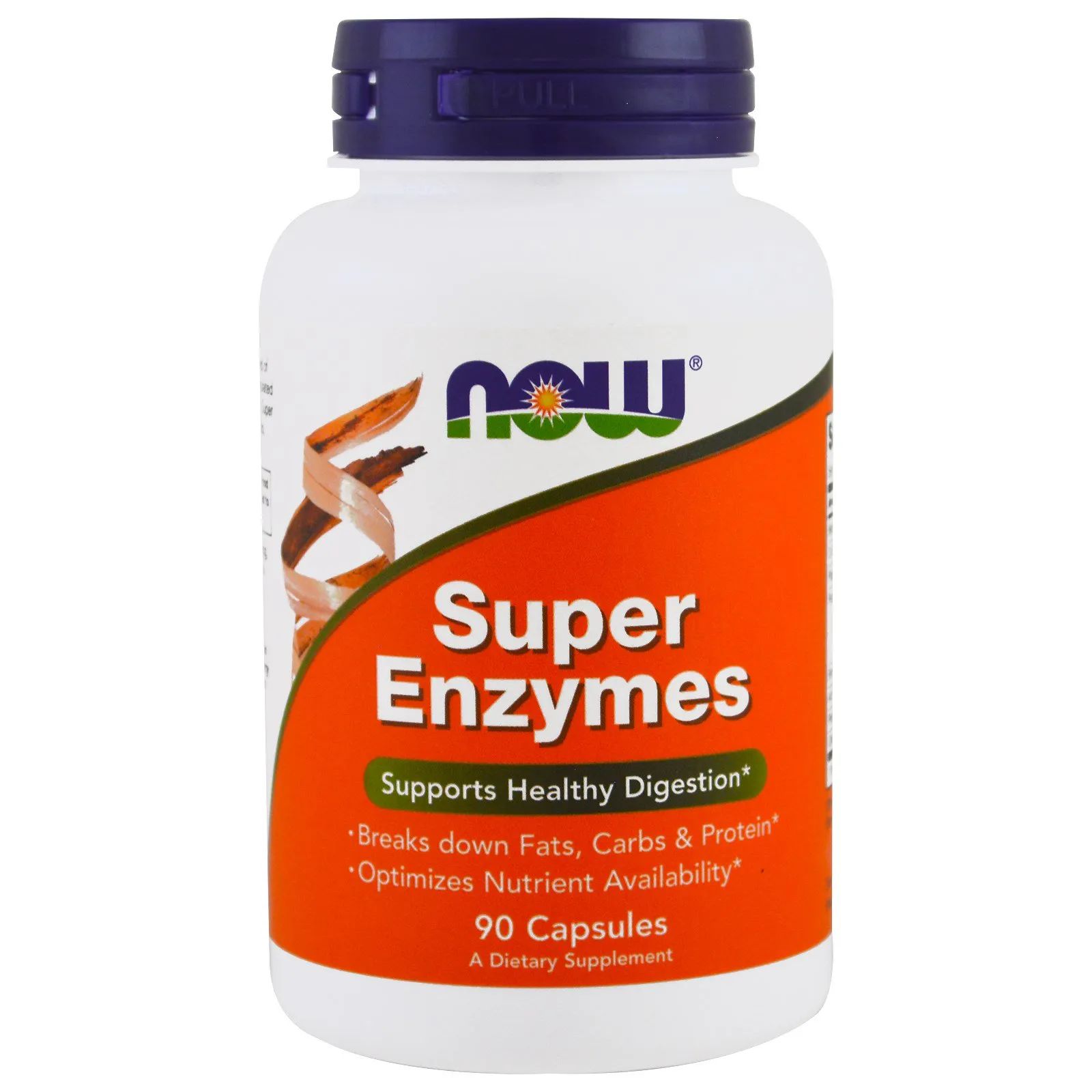 Пищеварительные ферменты NOW Super Enzymes, 90 капсул комплекс ферментов с бромелайном, папаином, панкреатином и желчью