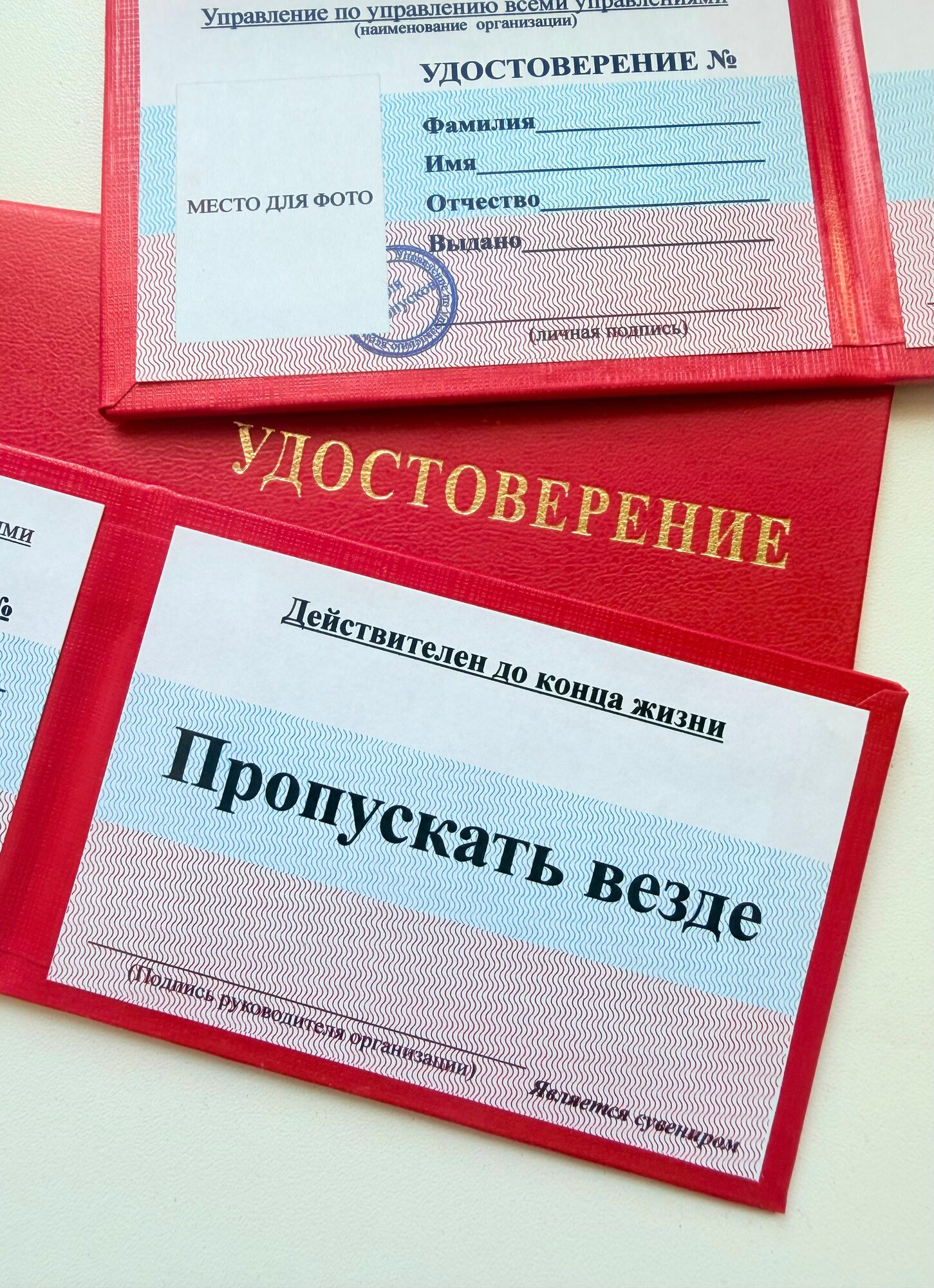 Удостоверение сувенирное ксива Пропускать везде