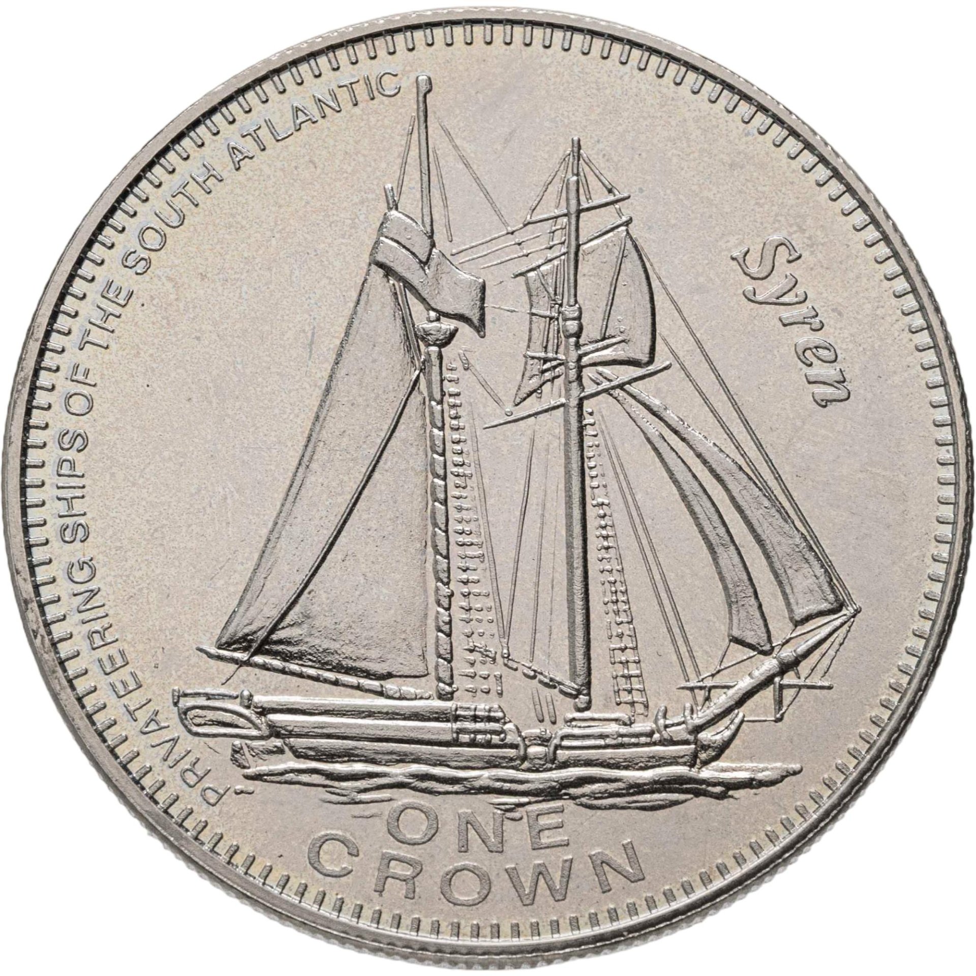 Тристан-да-Кунья, 1 крона crown 2006 Корабли-приватиры Южной Атлантики - "Tybalt", Мельхиор медь-никель, в сохранности BUNC